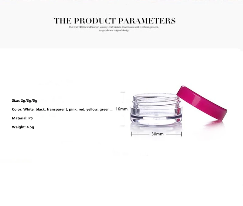 Mini 2ml 3ml 5ml 2g 3g 5g 10g 15g 20g 25g 30g Ps Clear Cream Jar Plastic Pot Transparent ...