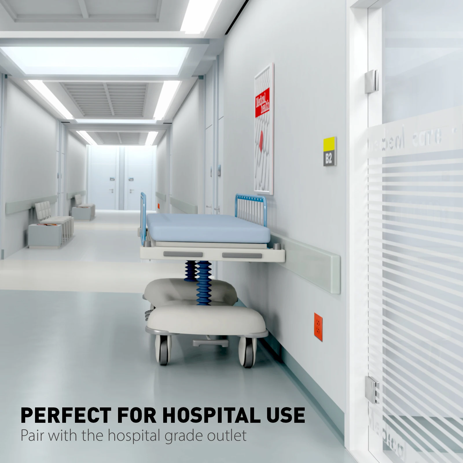 15A 125V Orange Color Receptacle - Hospital Duplex Socket