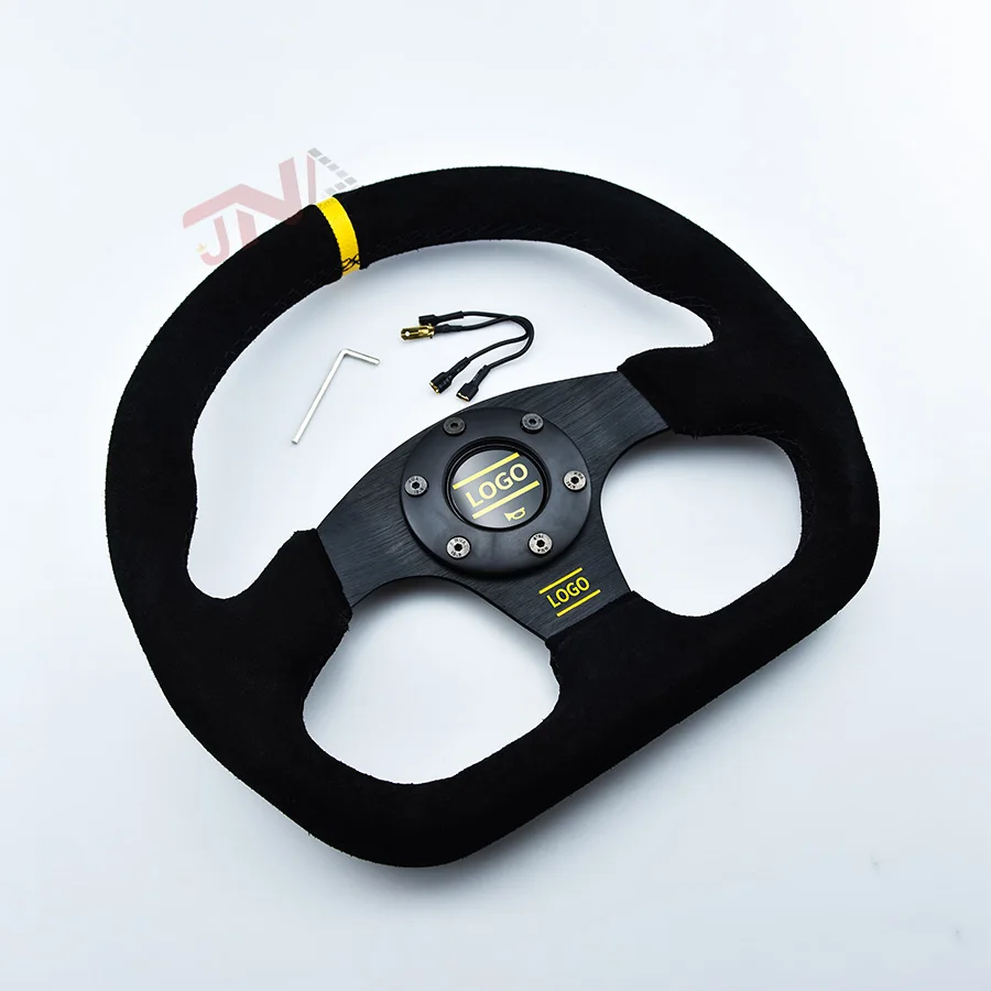 13inch D Shape Race Steering Wheel Suede Leather Go Kart Steering Wheel ...