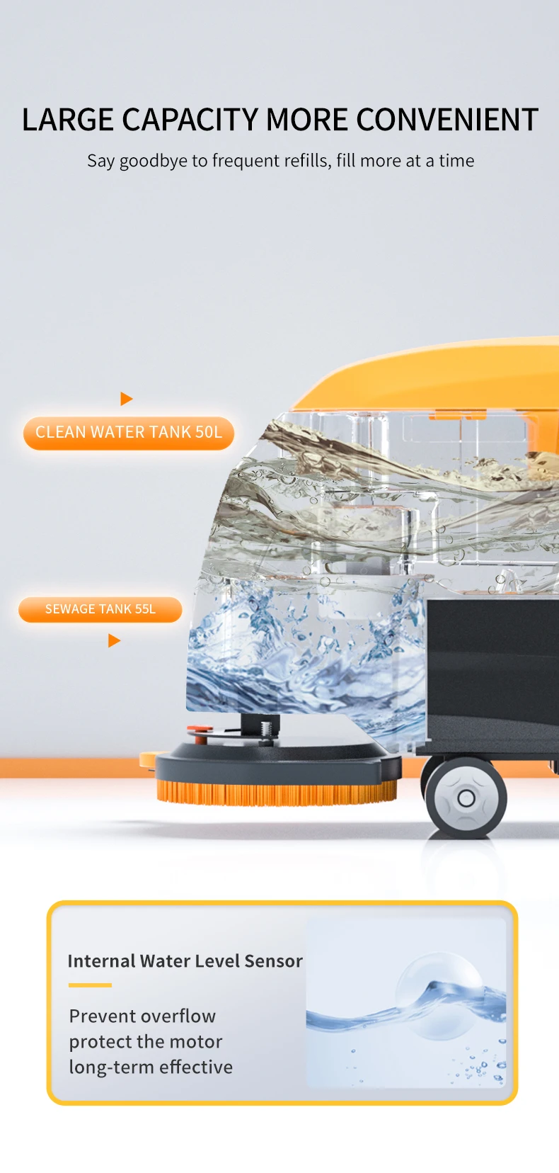 Chancee M50 Portable Concrete Walk Behind Floor Scrubber Dryer ...