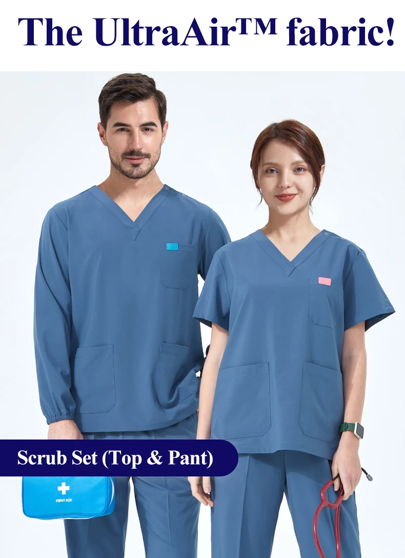 Medical Hospital Nursing Uniforms Easy Stretch Scrub Sets Doctors ...