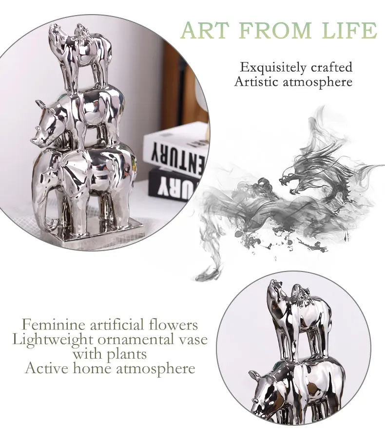 Redeco 2023 New Trend Modern Style Elephant Statue Silver Color Animal ...