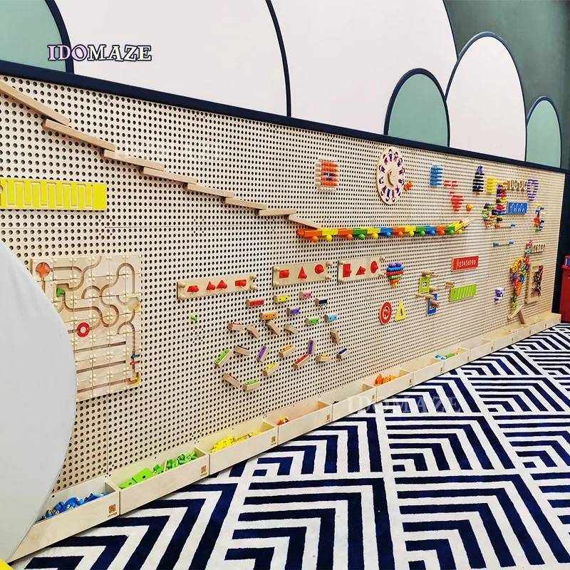 Creative Construction Wall Building Block Indoor Wooden Montessori ...