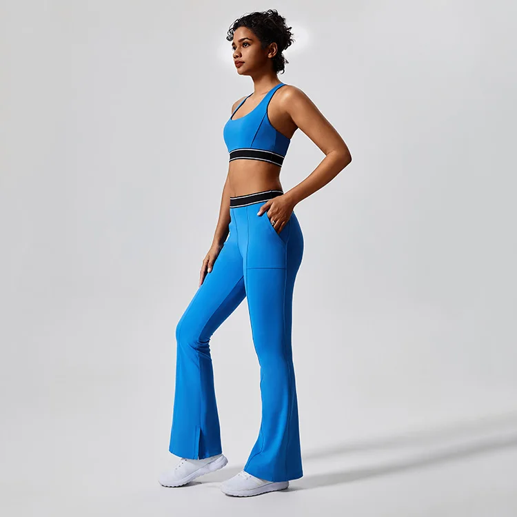 Hingto 2 Piece Yoga Set Custom Sports Fitness Yoga Flare Pants Set Yoga Outfit Women Sets ...