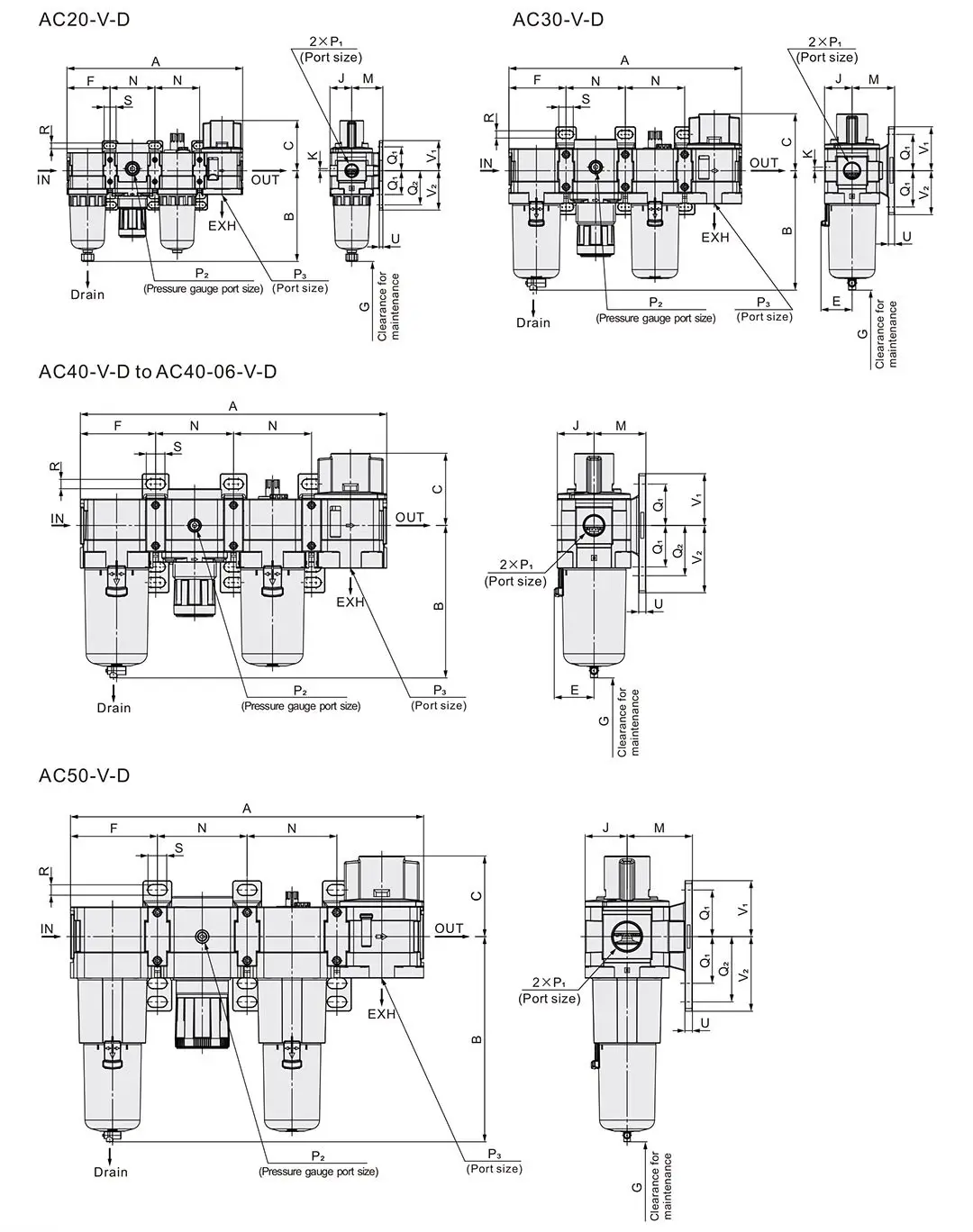 Smc New Ac40 Series Filter Regulator Lubricator With Pressure Relief ...