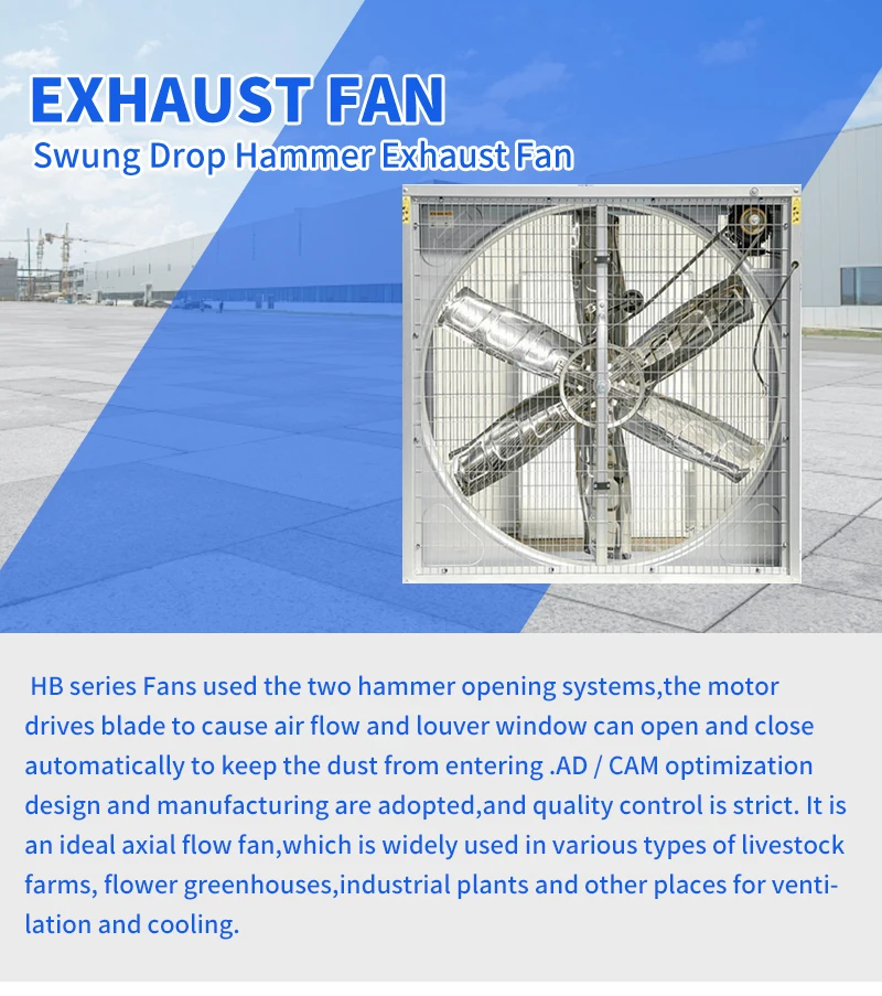 Swung Drop Hammer Ventilation Exhaust Fan Shutter Fan For Agriculture ...