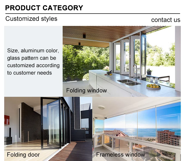 Heavy Duty Custom Fold Up Glass Folding Window Soundproof Silding Bi ...