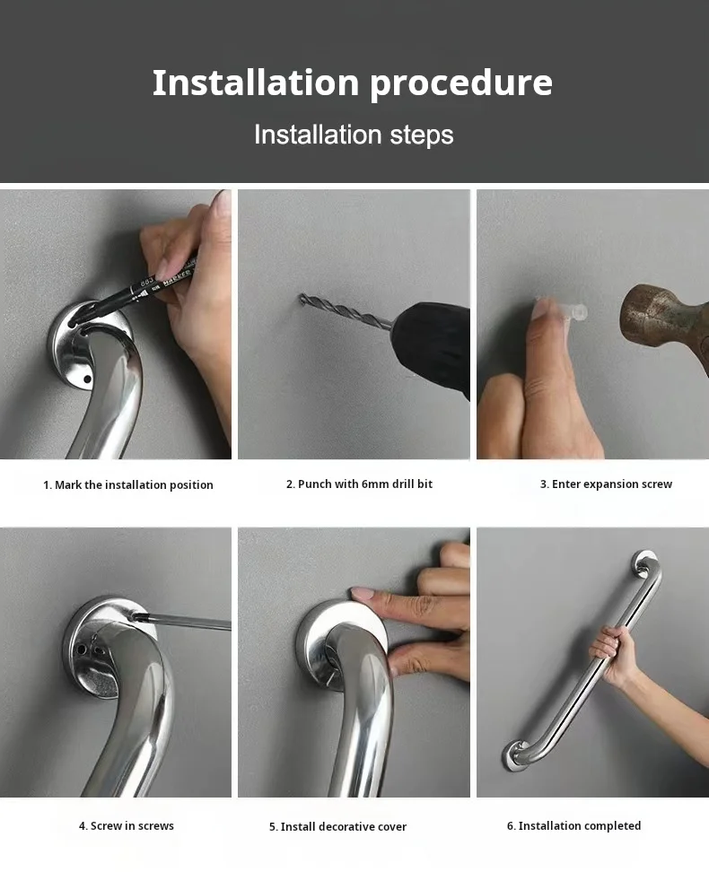 Stainless Steel Disable Grab Bar Bathroom Accessories Safety Disabled ...