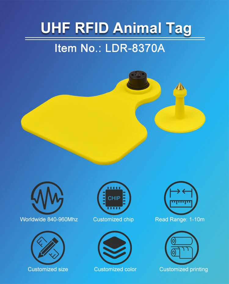 Customizable Uhf Long Range Passive 840~960mhz Tpu Material Uhf Animal ...