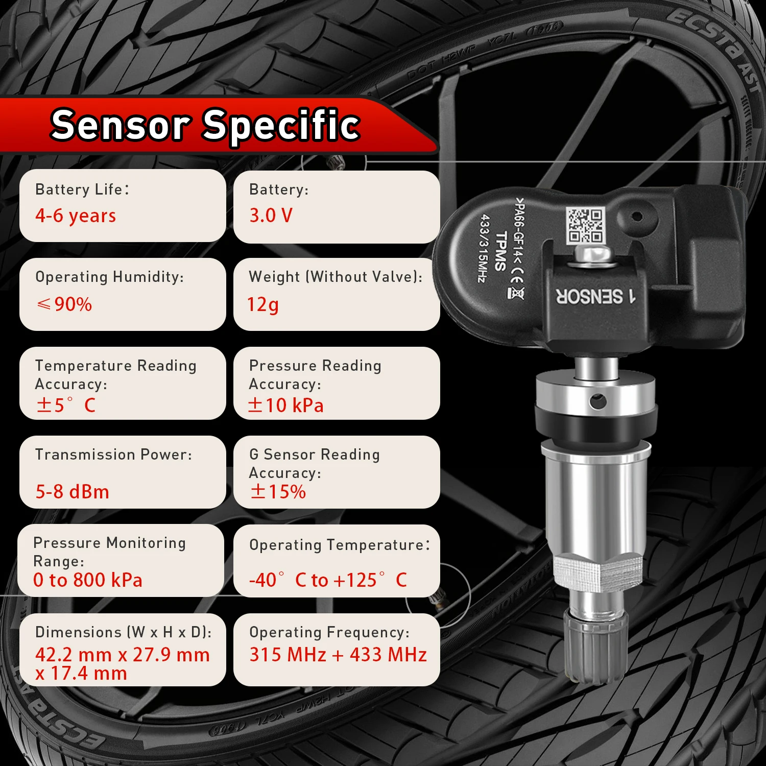 Autel MaxiTPMS MX Sensor Universal Tire Sensor Dual Frequency 315MHz ...