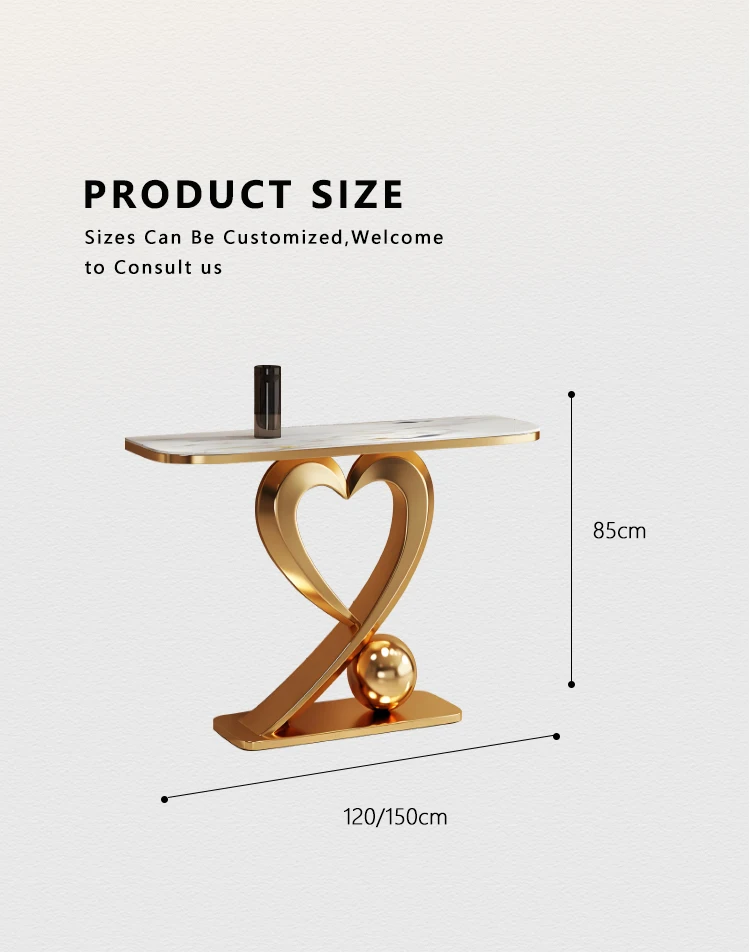 Luxury Entrance Table Shiny Metal Base Hallway Table Sintered Stone Top ...