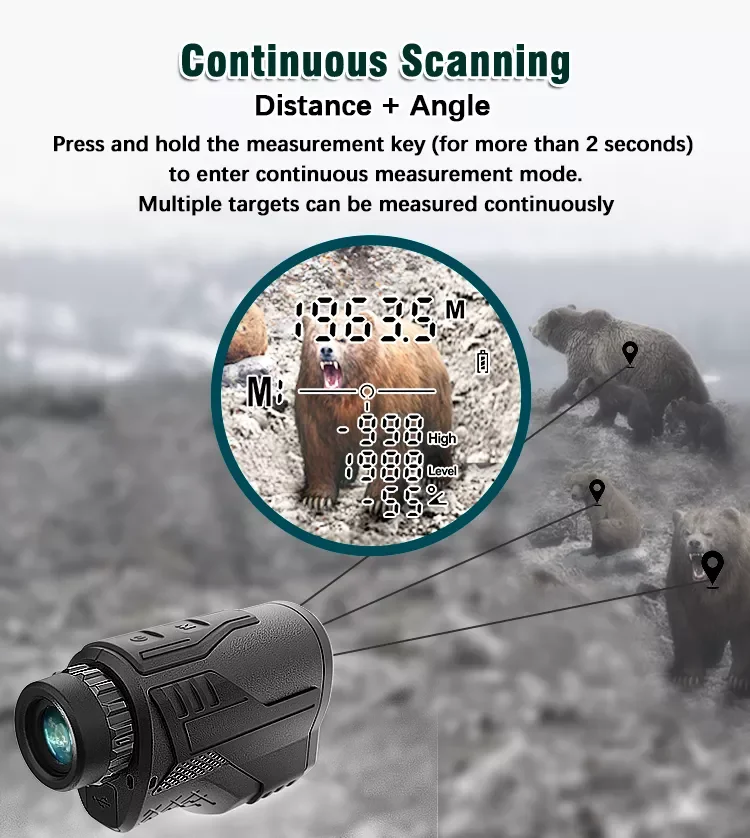 8X Magnification 2000m Long Distance Laser Rangefinder Monocular ...