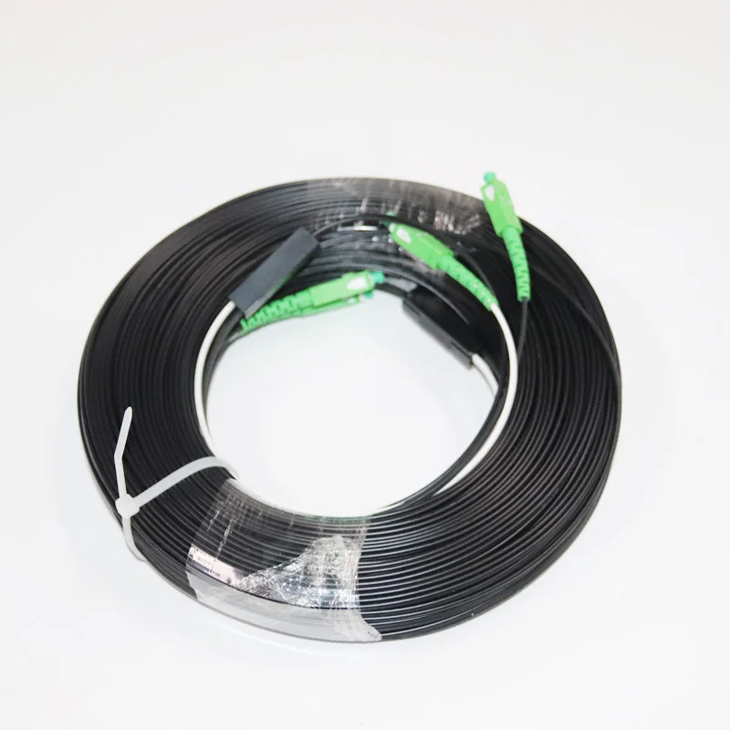 100m 2 Steel 2 Core Drop Cable Fiber Optic Sc Fc Lc St Connectors Ftth ...