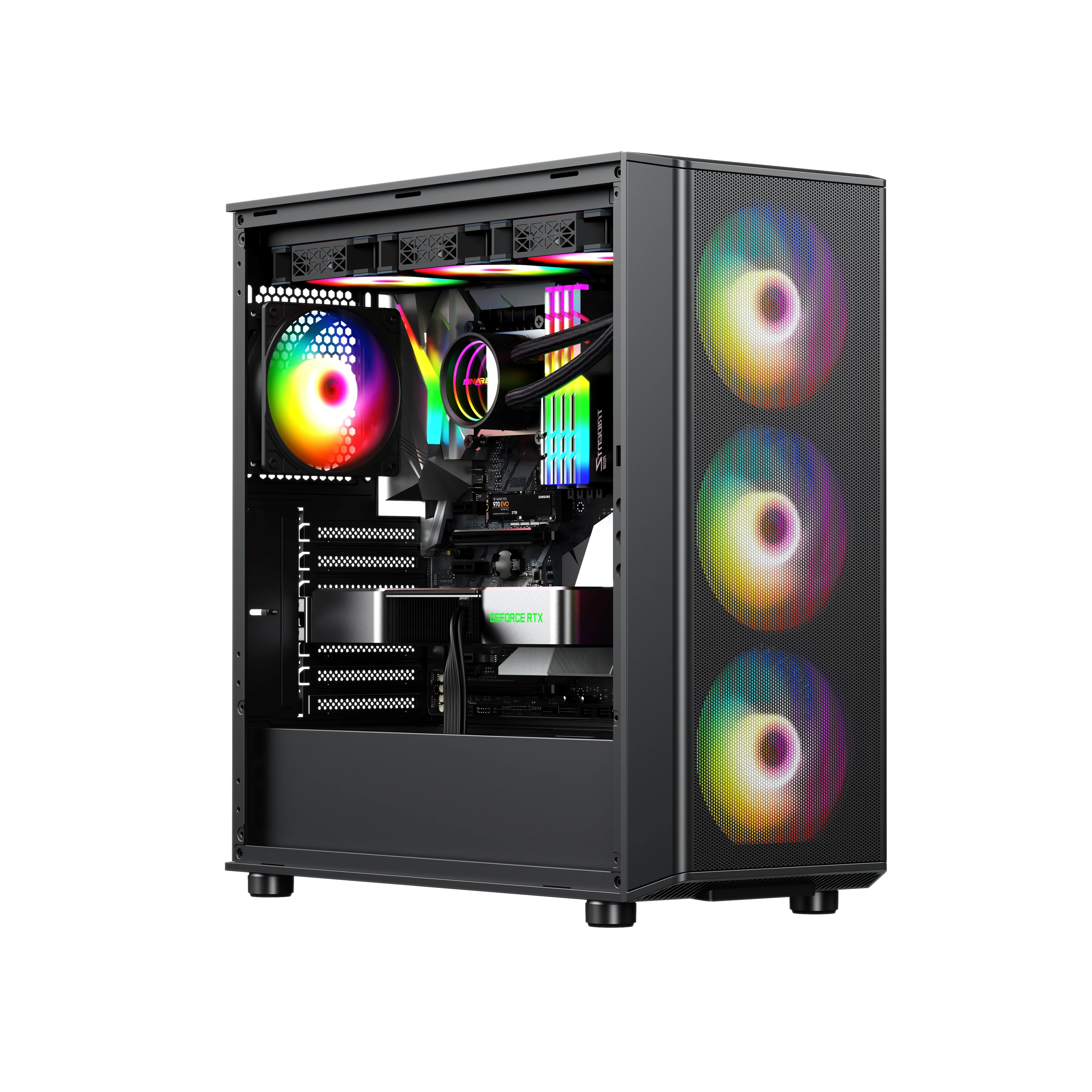 Atx Computer Case Mid Tower Cabinet Black Pc Case Tempered Glass Cases ...