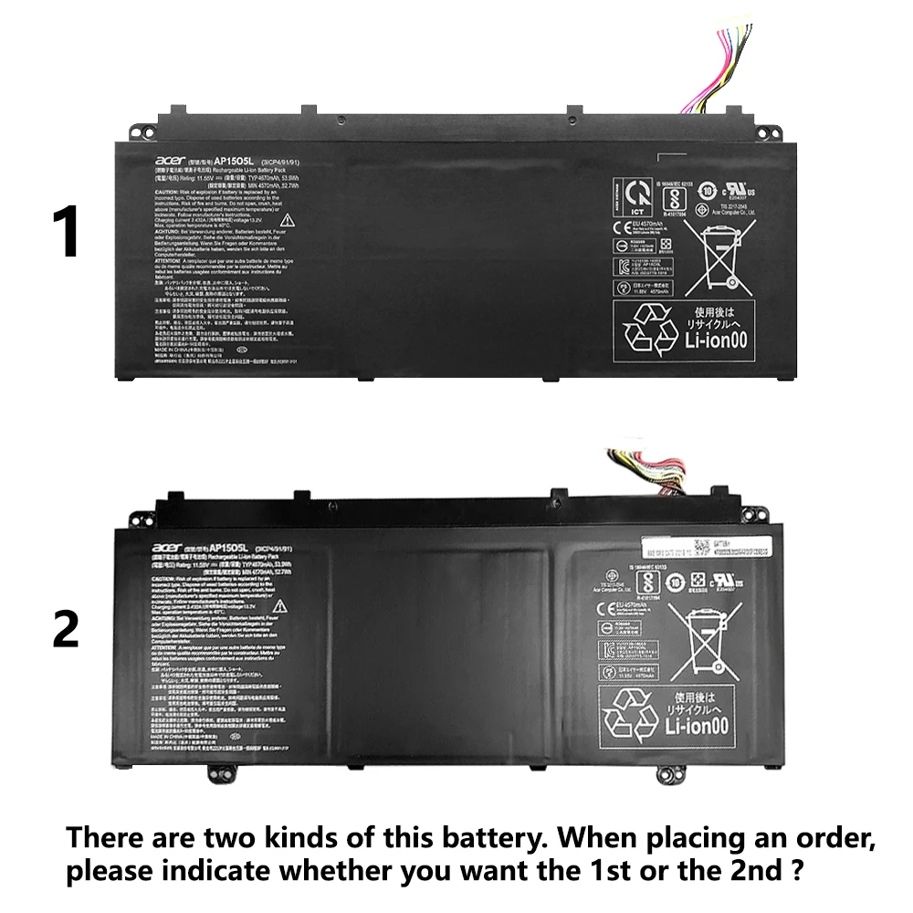 31cp4/91/91 Ap15o5l Ap1505l Replacement Laptop Batteries 11.55v 53.9w ...
