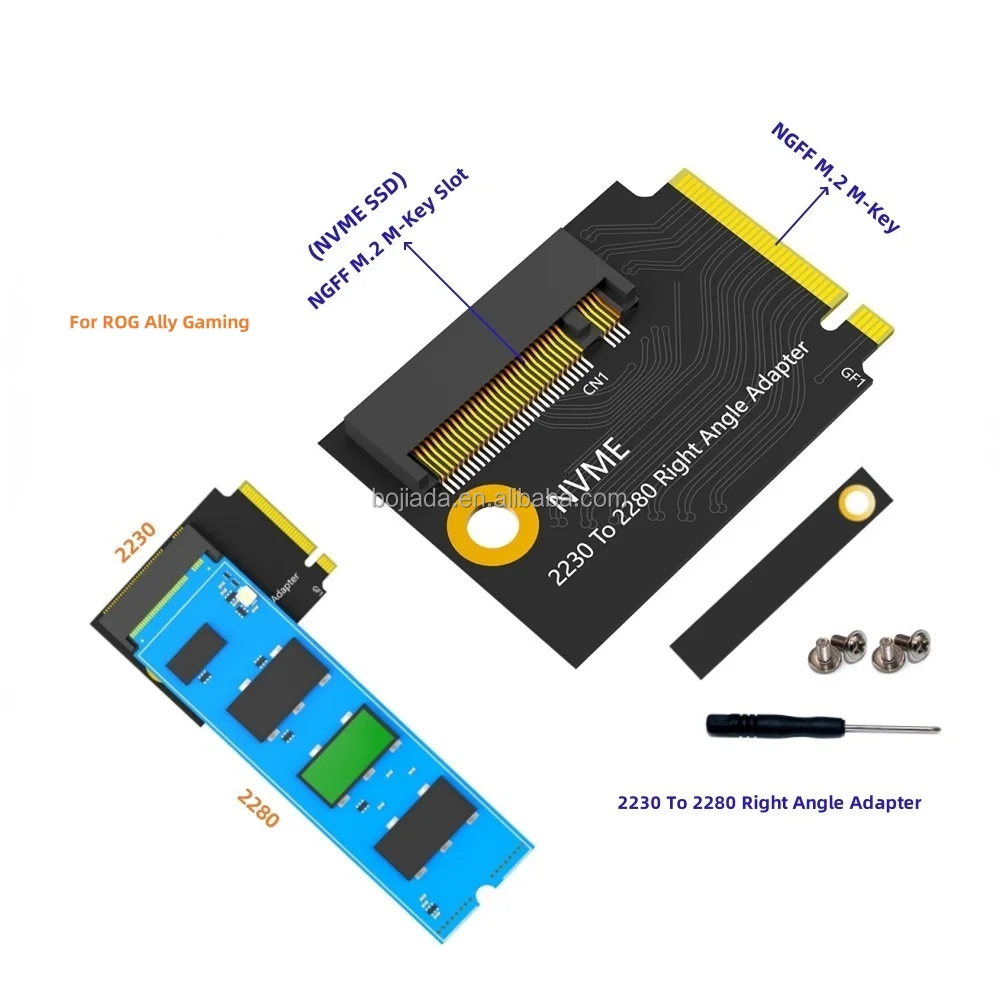2230 to 2280 M.2 M-Key Right Angle NVMe SSD Adapter Card for ROG Ally ...