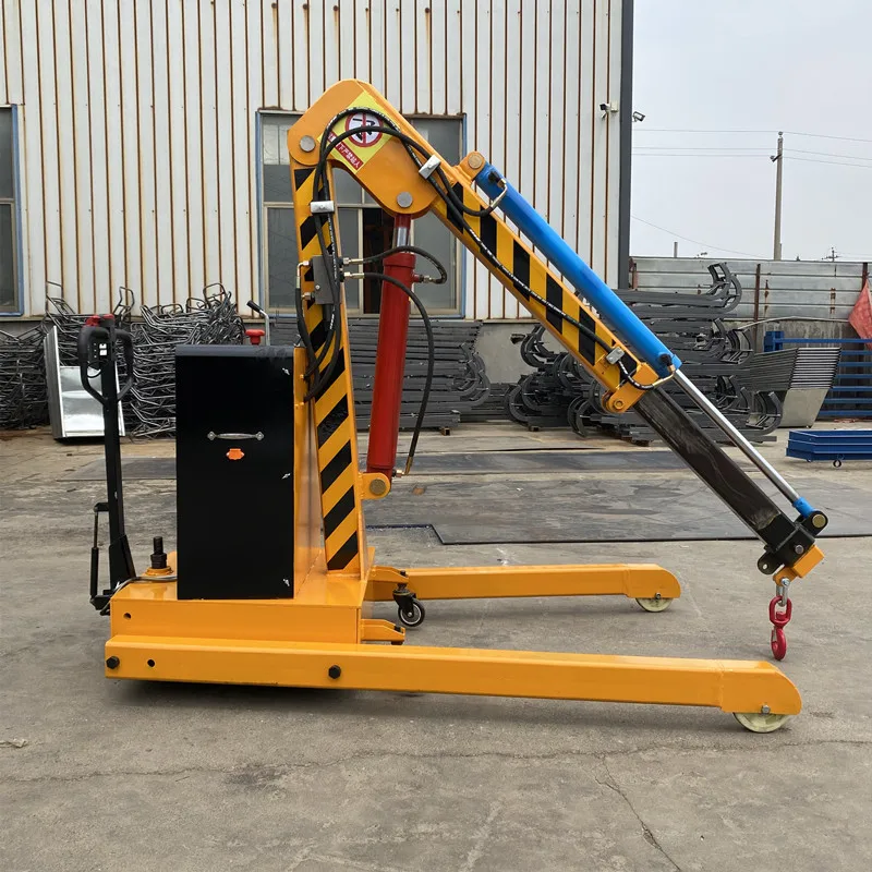 1000kg Portable Floor Hydraulic Small Crane For Warehouse Construction ...