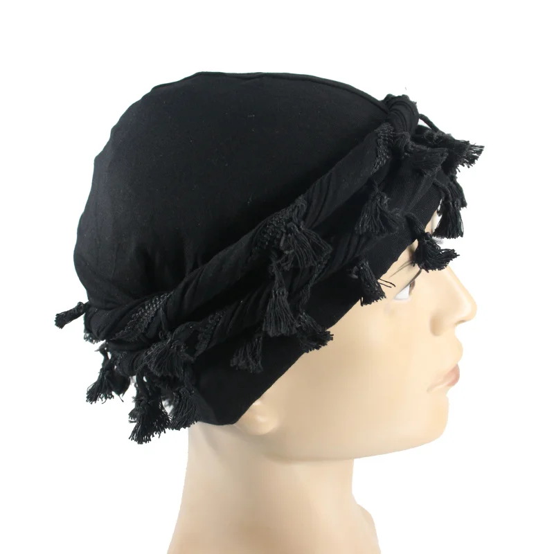 HZM-23207 Men Halo Turban Durag With Tassels Satin Lined Durag Tied ...
