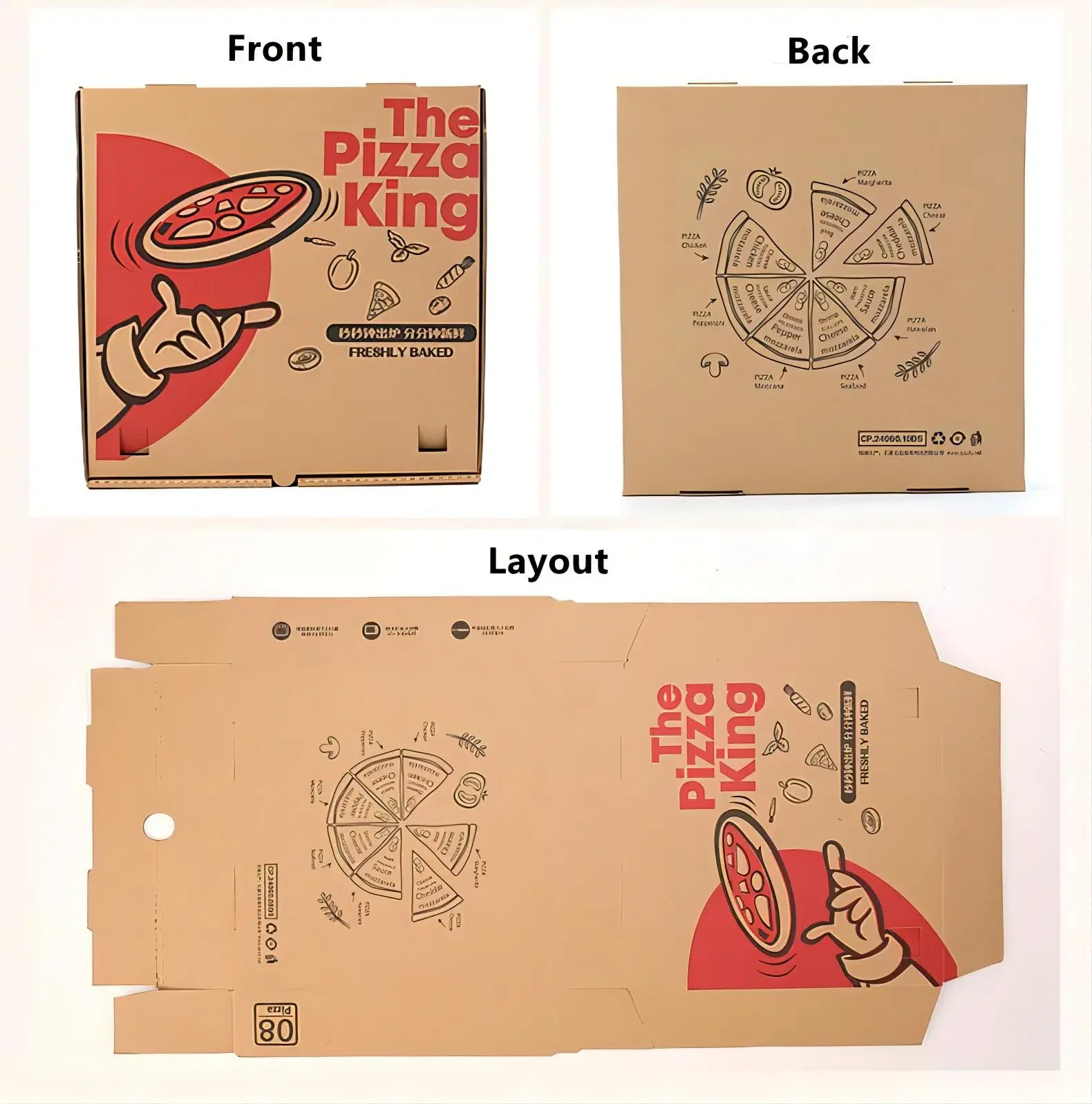 Custom Print 7 18 Inch Corrugated Disposable Black Plain Pizza Packing ...