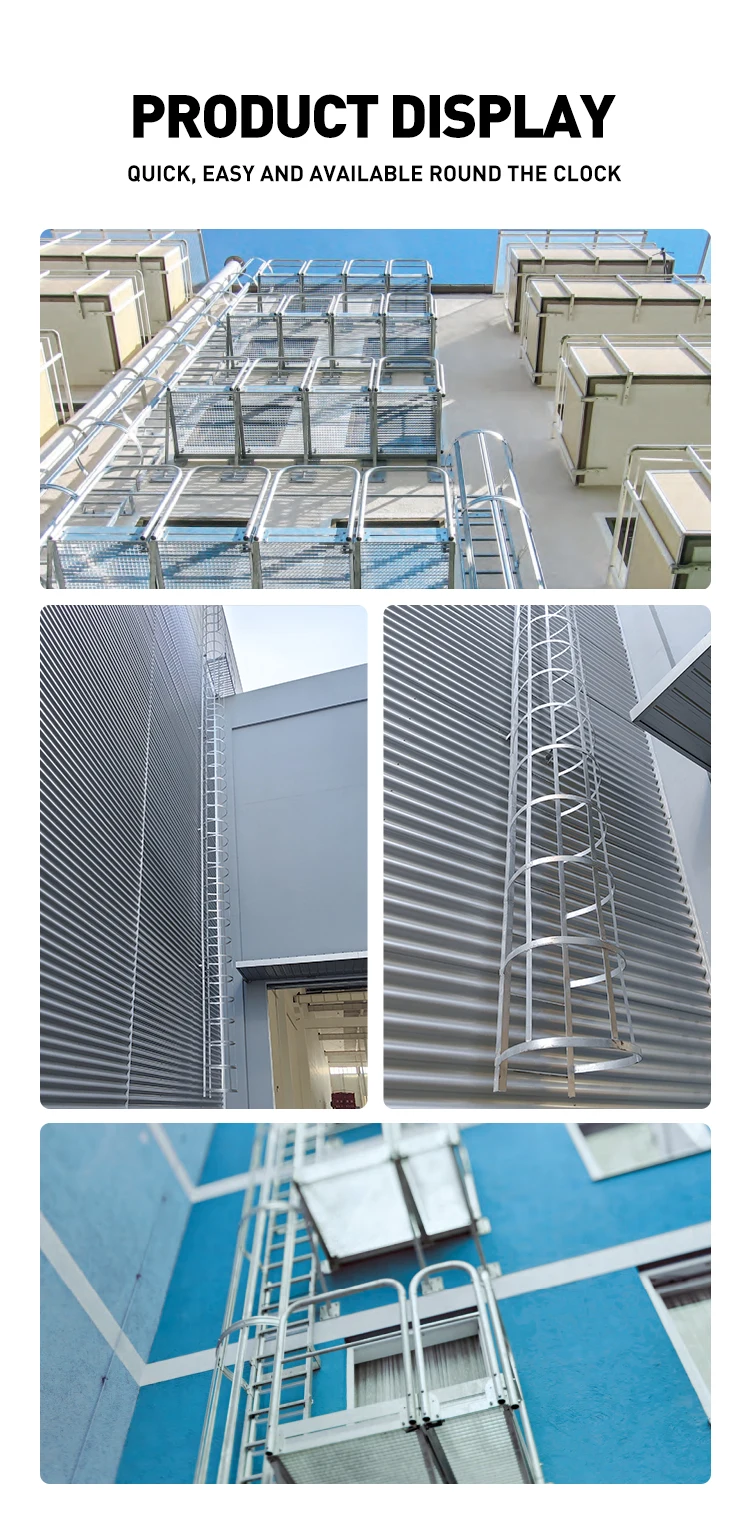 Industrial Outdoor Vertical Cage Ladders Aluminum Material Safety Cat ...