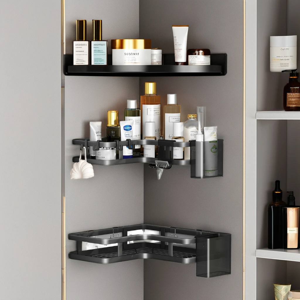 Multi-Layer Stainless Steel Storage Rack Double Wall-Mounted Toiletries ...