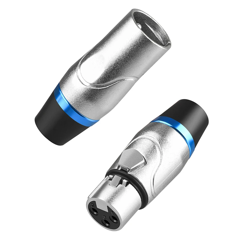 Blue 3 Pin Xlr Connectors Male+ Female 3 Pole Xlr Plug Jack Socket ...