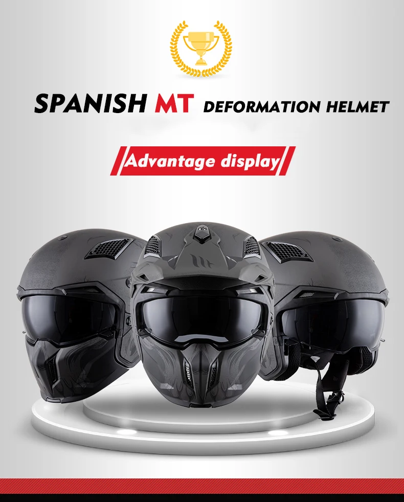 Mt Street Fighter Full Face Helmet Motorcycle Modular Motocross Dot Ece ...