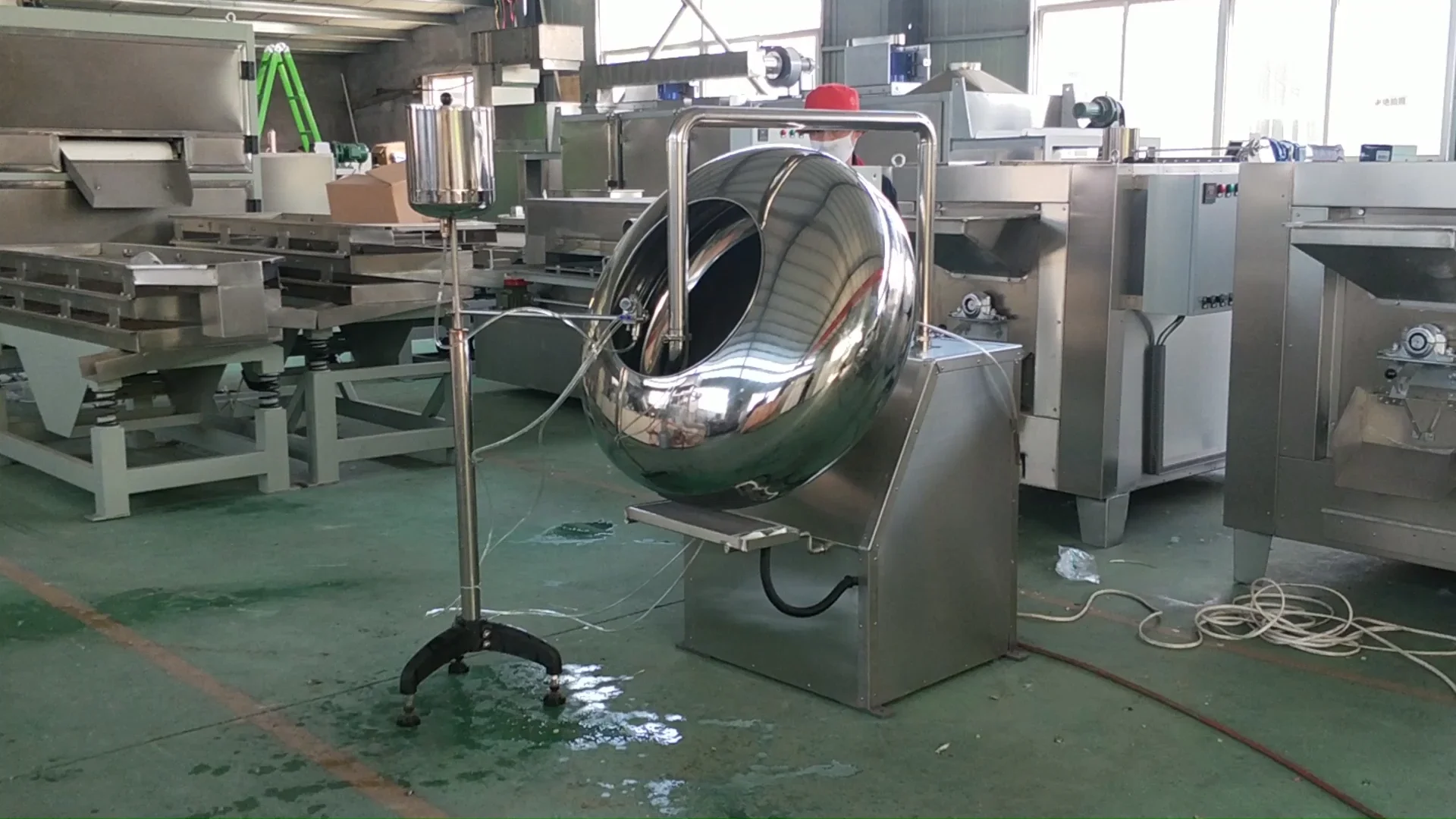 Snack Coater Sugar Candy Chocolate Coating Machine Spray Drum Pan Chips Seasoning Caramel ...