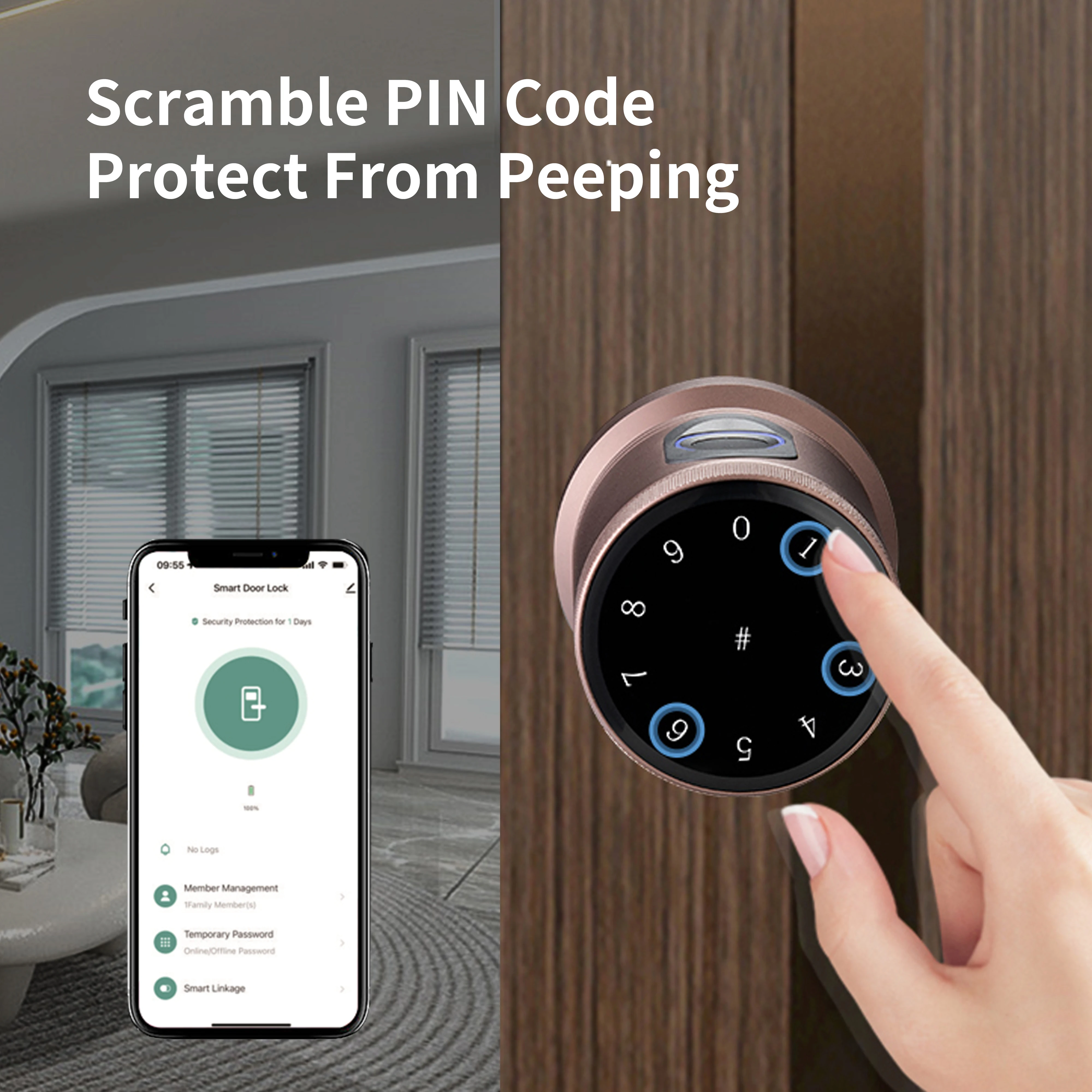 Smart Lock Tuya Wifi Keyless Biometric Round Fingerprint Security Anti ...