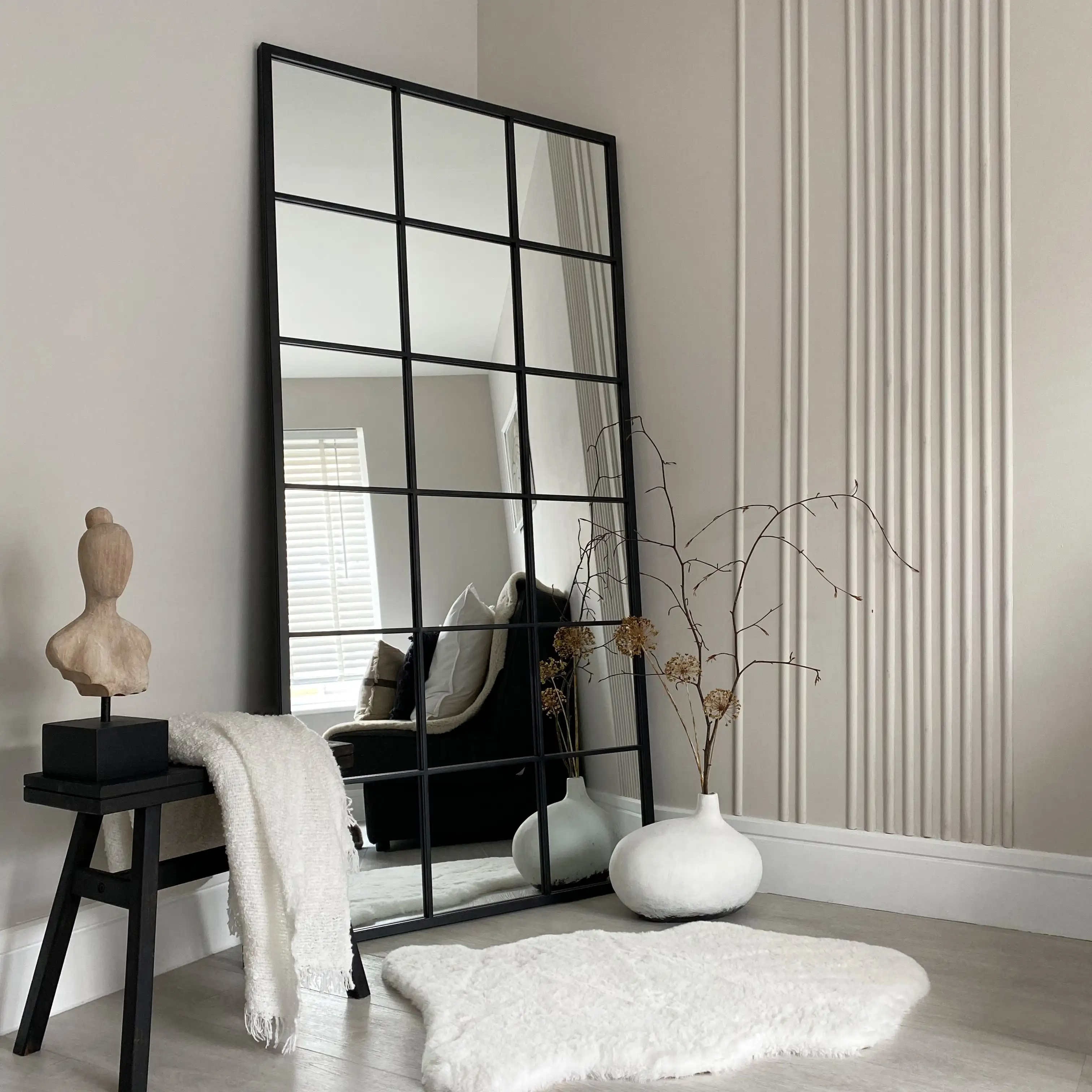 Large Arch Window Pane Wall Mirror Full Floor Full Length Dressing ...
