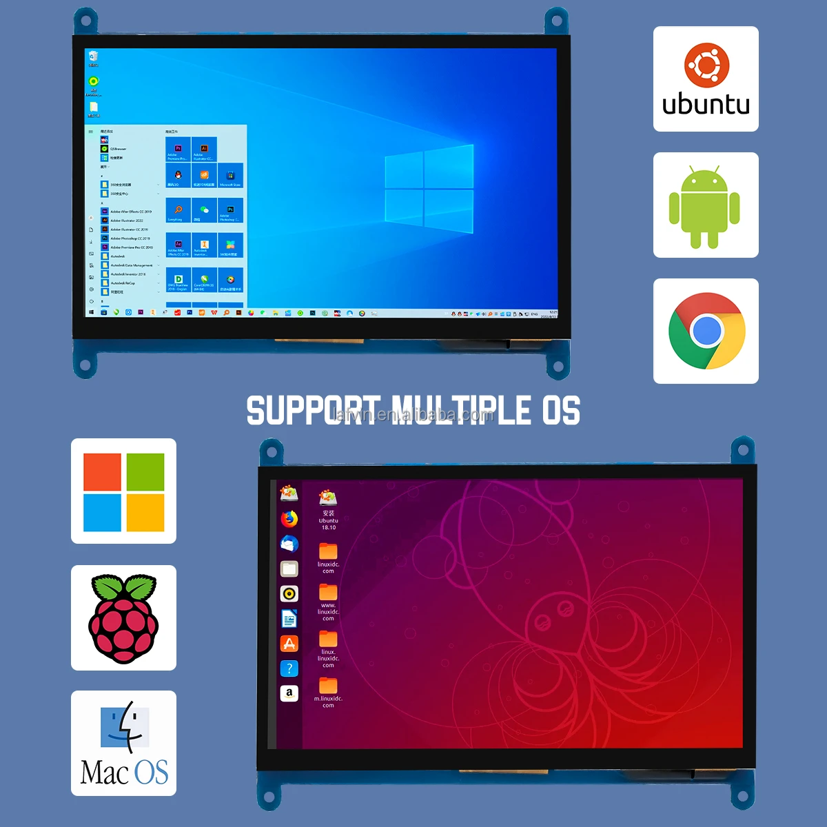 7 Inch Ips Lcd Touch Screen Display Panel 1024*600 Capacitive Screen Hdm Monitor For Bb Black ...