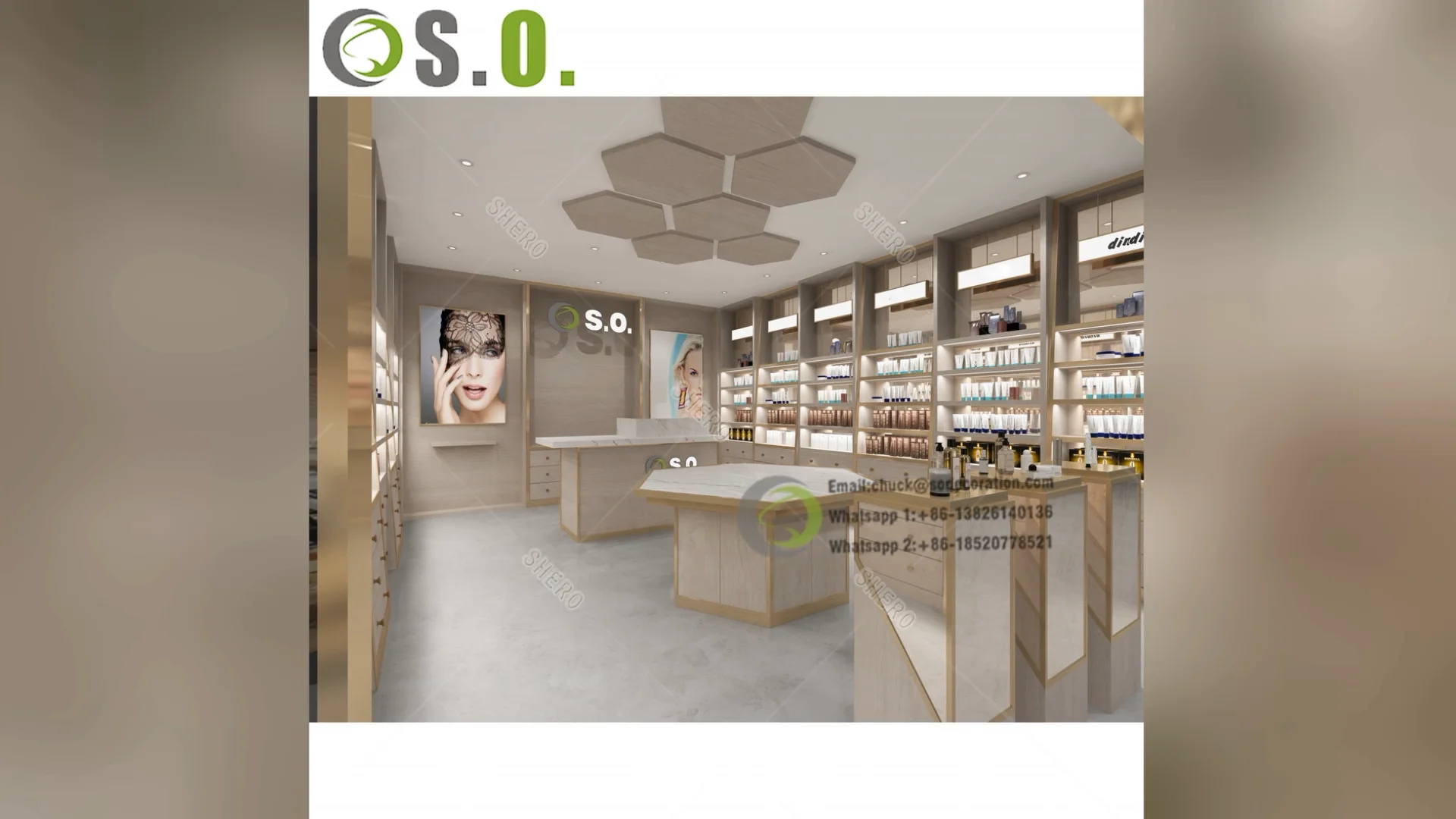 Customized Shop Counter Design For Cosmetic Store Cosmetic Display ...