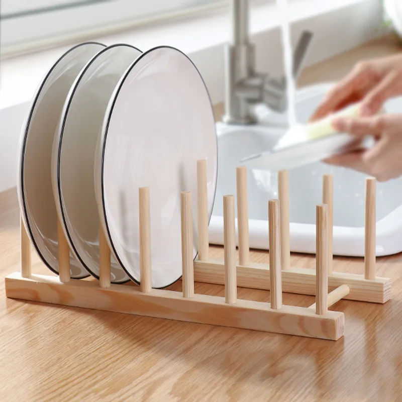 Eco Friendly Kitchen Wooden Drying Rack Bamboo Dish Rack With Utensil ...