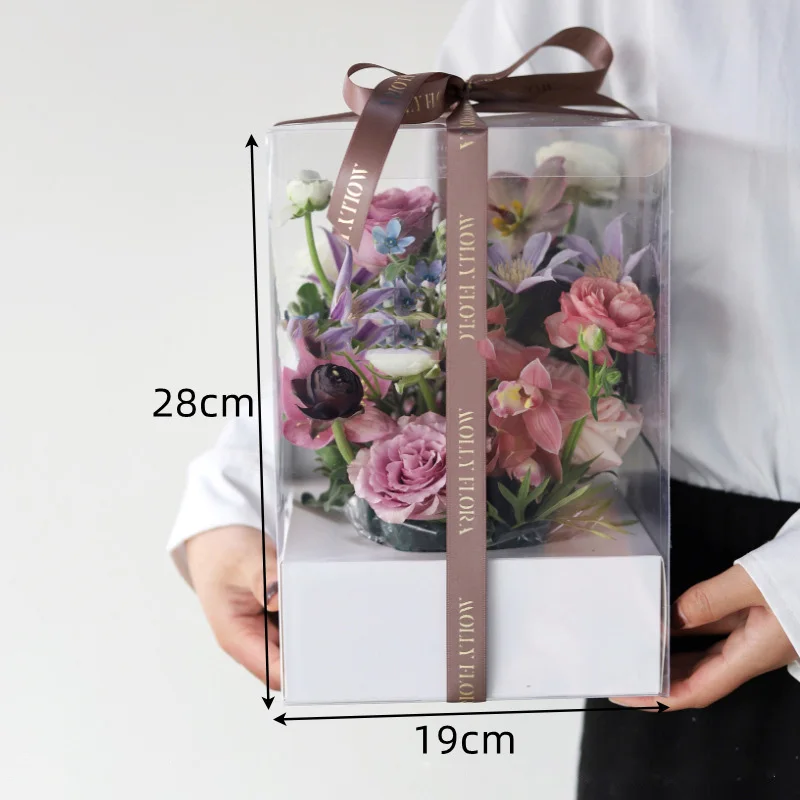 Portable Design Flower Box Transparent Plastic Gift Box Foldable Flower ...