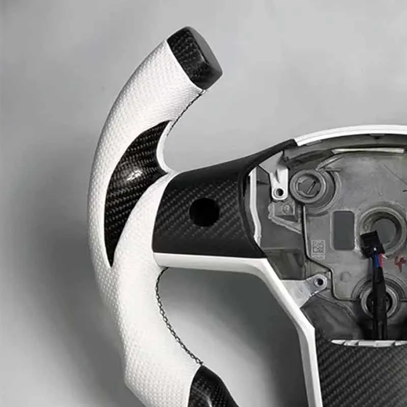 Carbon Fiber Tesla Yoke Aircraft Pan Steering Wheel For Model Y Model 3 ...
