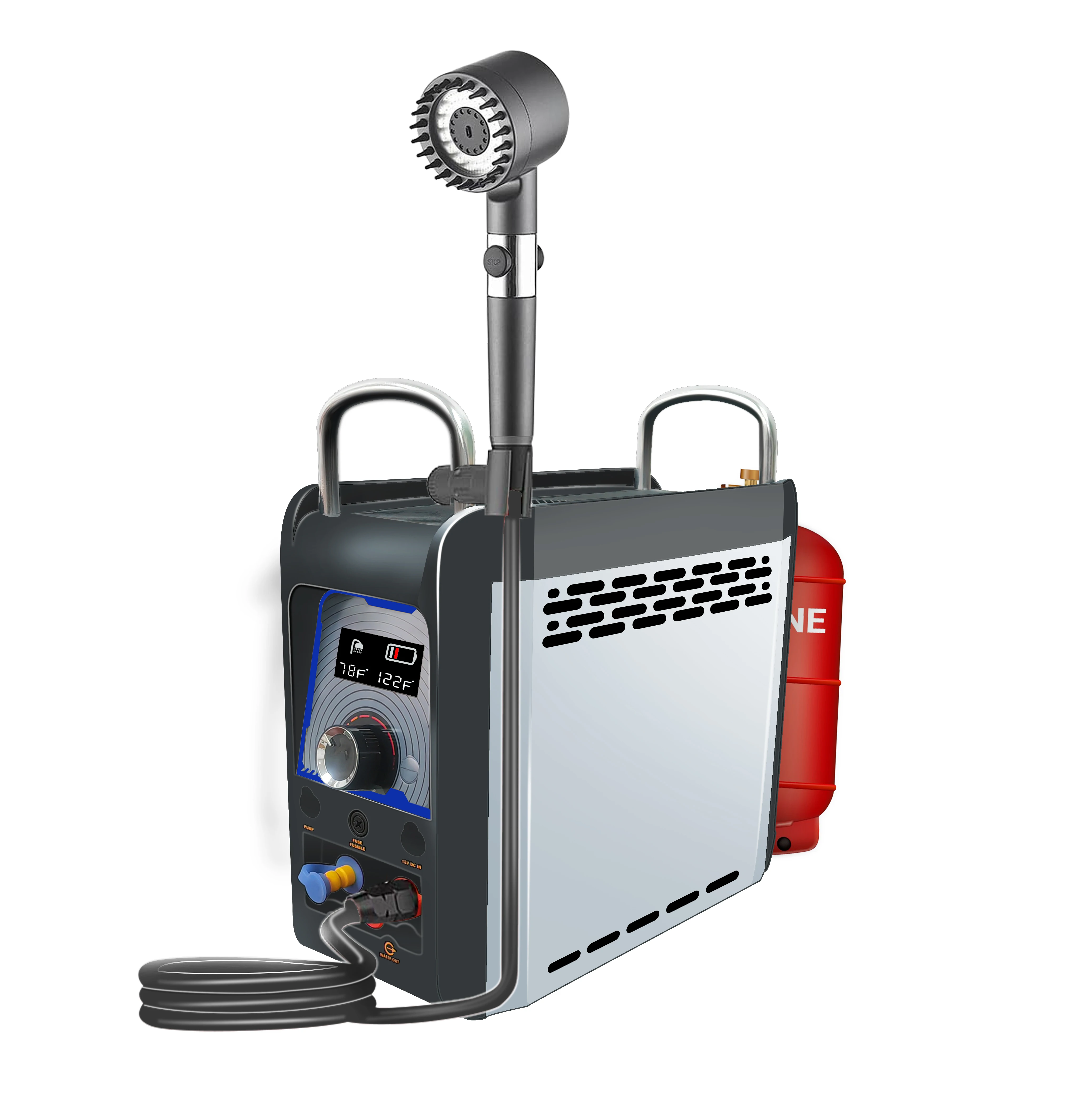 Portable Propane Water Heater & Shower Pump W/built-in Battery ...