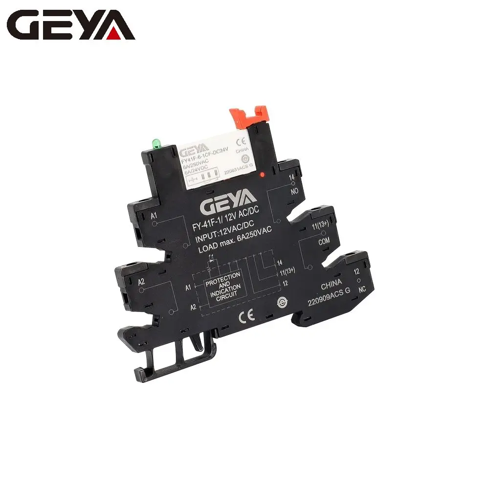 Geya Fy-41f-1 24vac/dc Relay Ultra-thin Module 24vac/dc Base 5v 12vdc ...