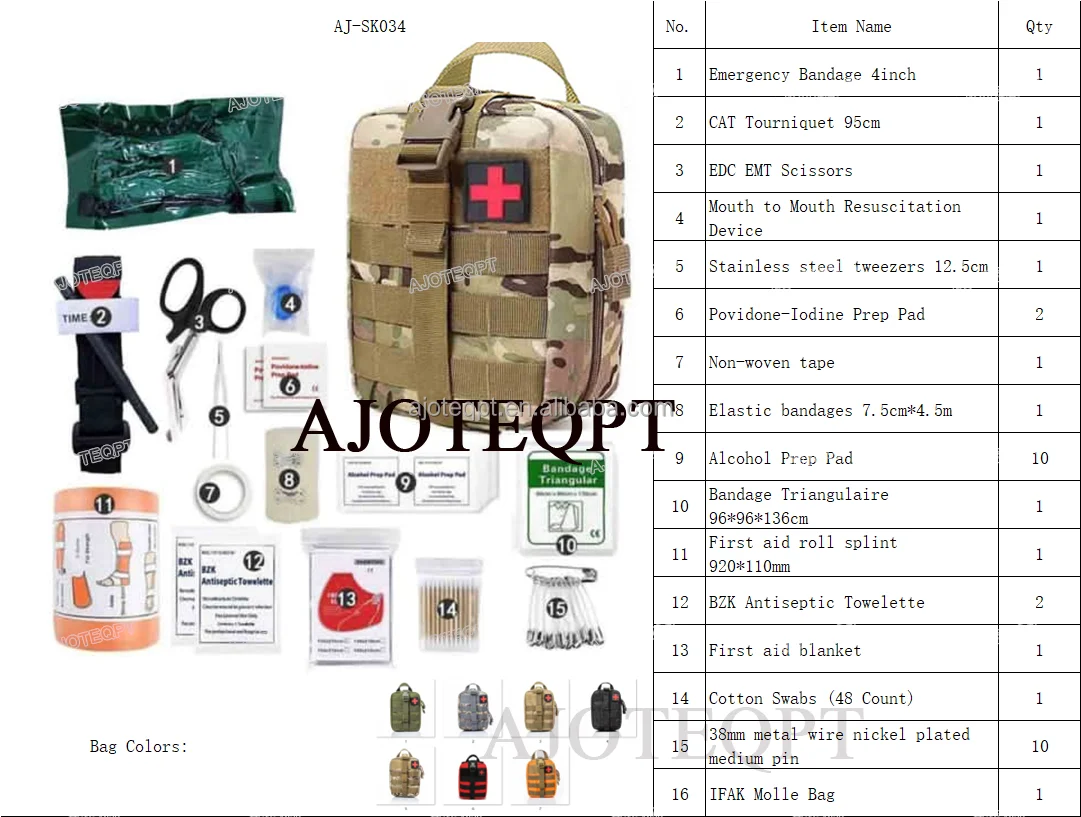 AJOTEQPT EMT IFAK Med Molle Kit Trauma Kit Emergency Survival First Aid ...