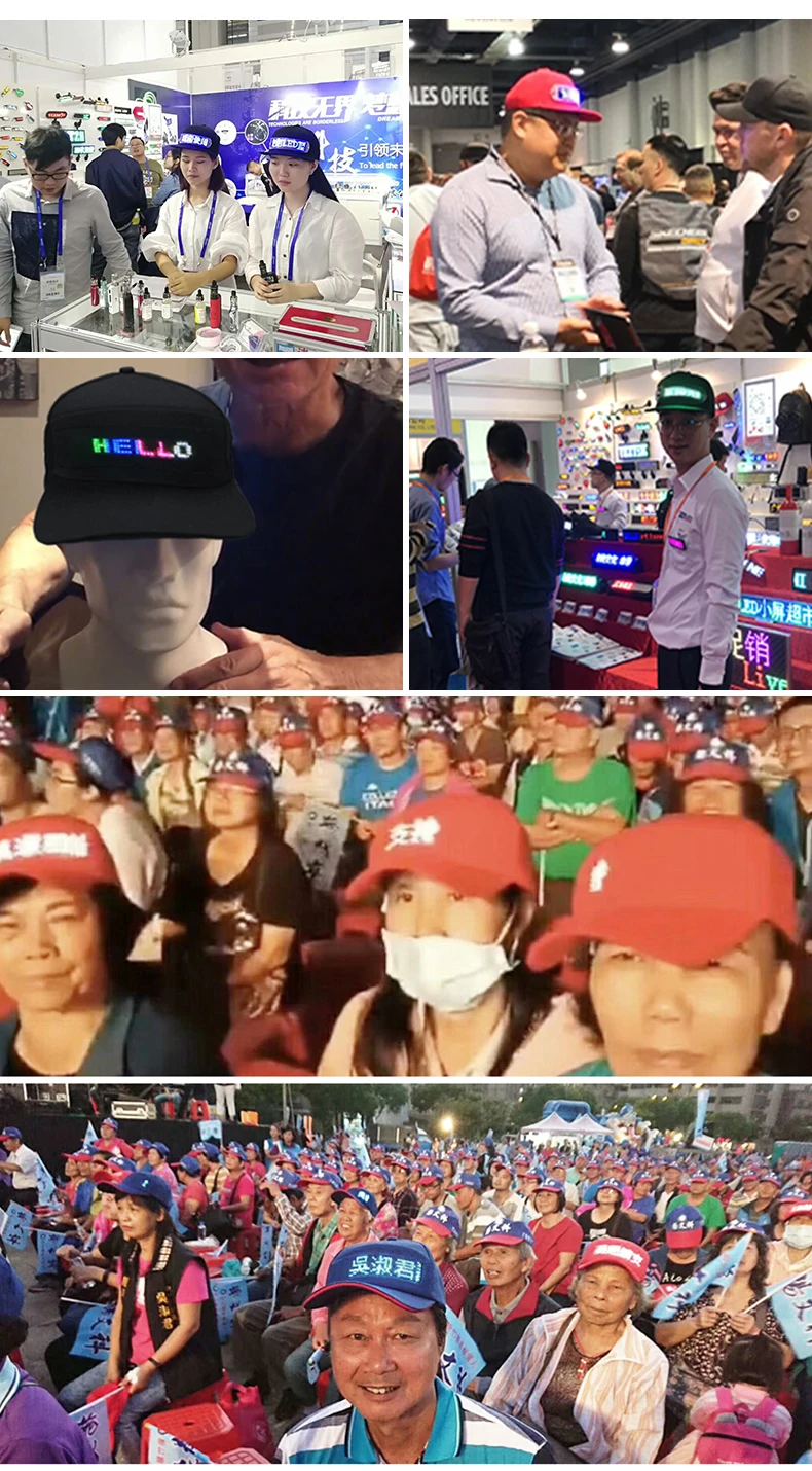 USB Rechargeable Baseball Caps with LED Lights & Messages