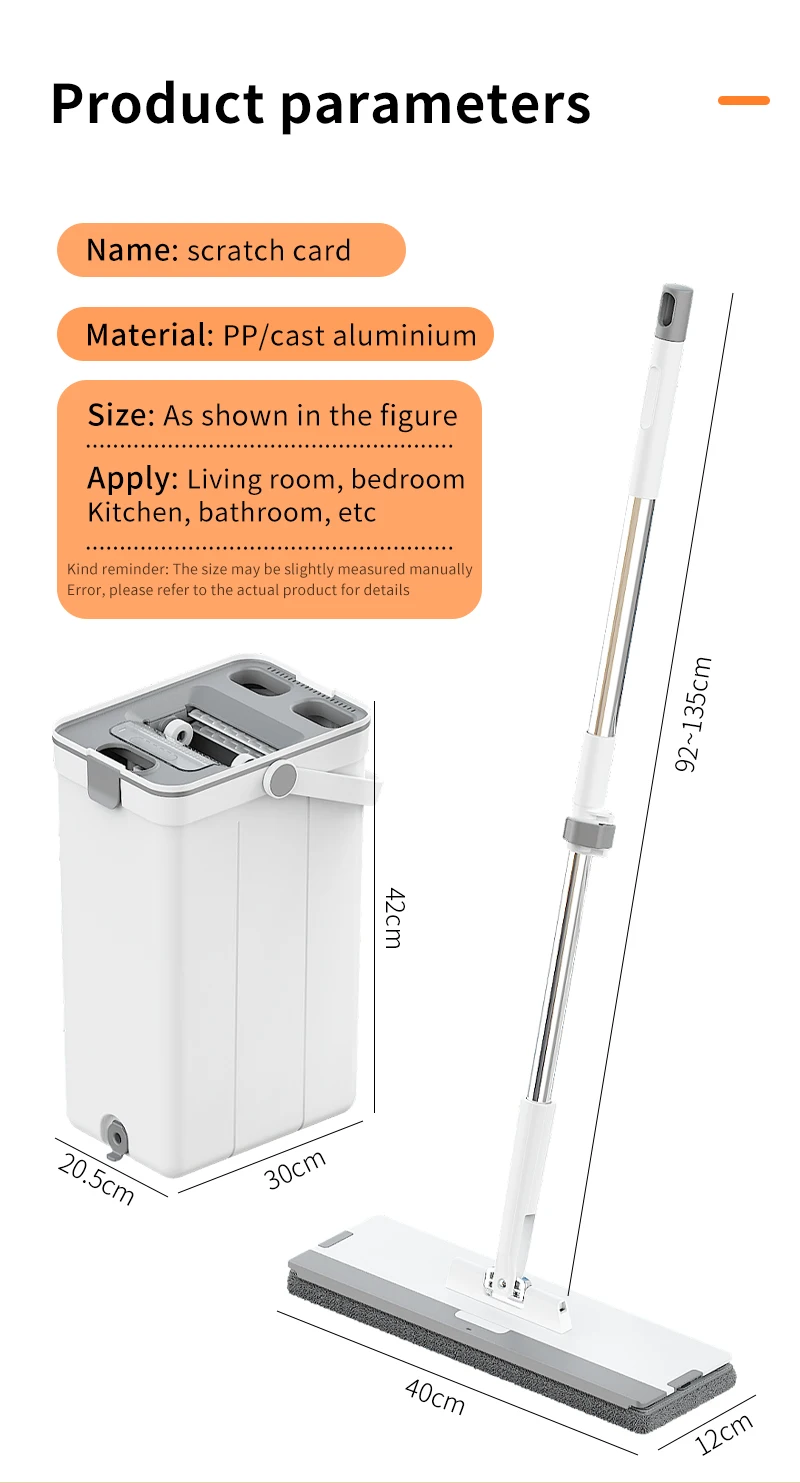 Smart Mops New Flat Mop Bucket with Clean and Dirty Water Separated, 3 ...