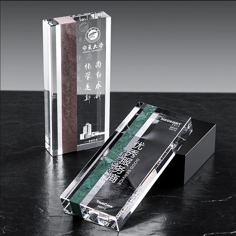 High Quality Colorful Custom Rectangle Shape Gold Glass/acrylic Trophy ...