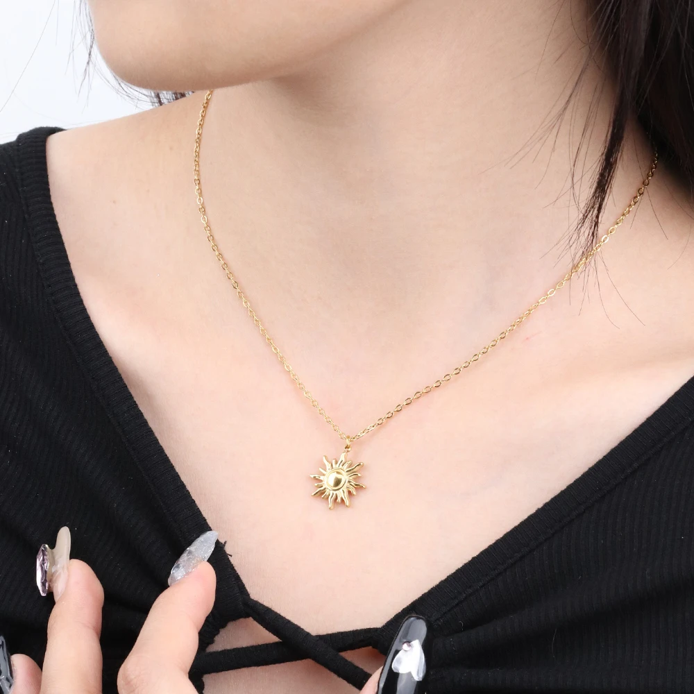 Chris April PVD Gold Plated 316L Stainless Steel Sun Apollo Pendant ...