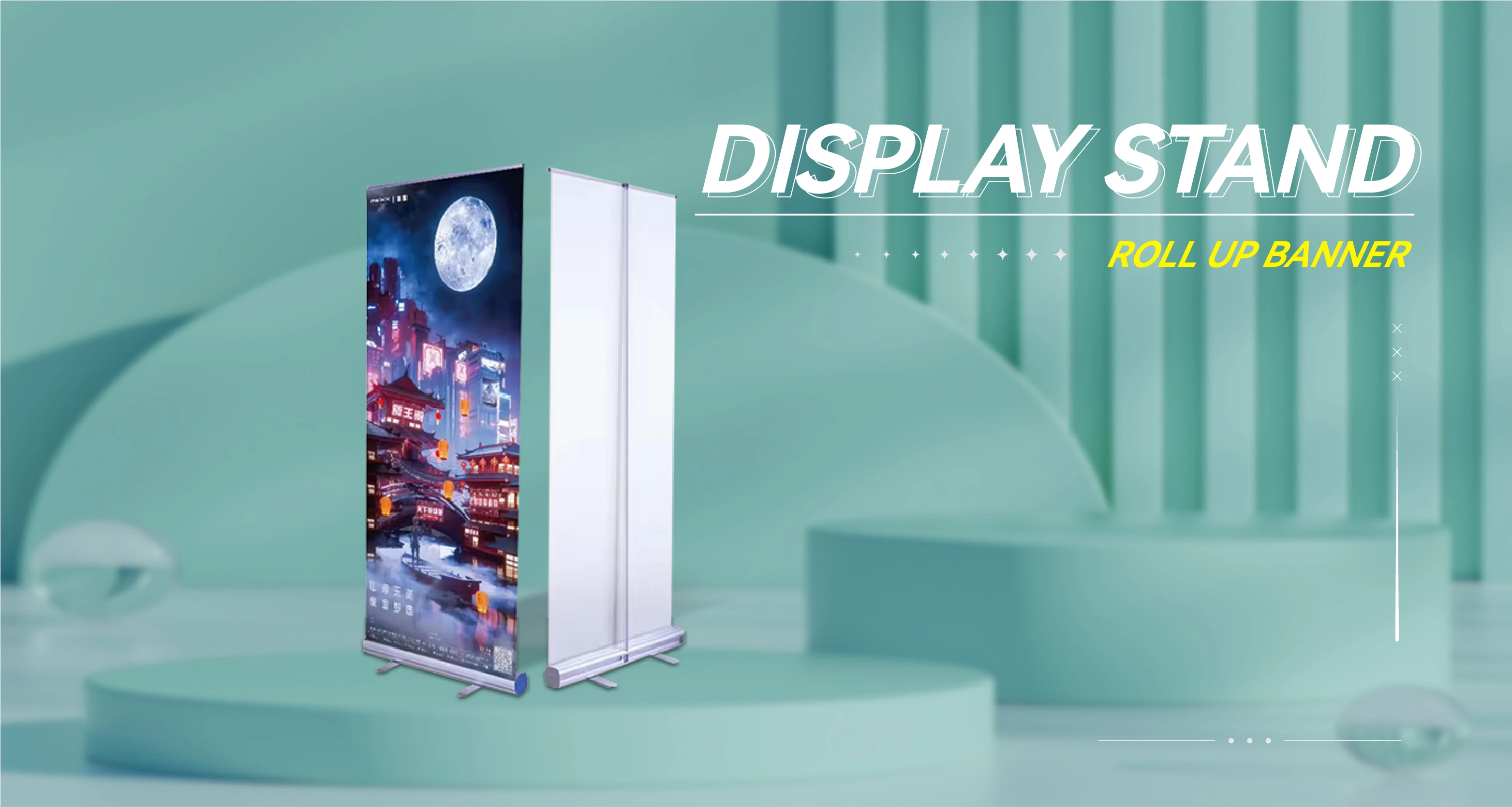 Portable Horizontal Roll-Up Display Stand Aluminum Frame Floor-Standing ...