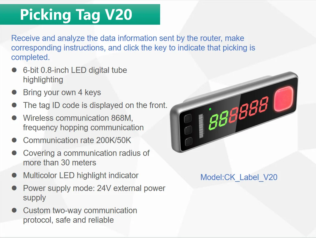 6-digits Wireless Pick to Light System - Warehouse Efficiency