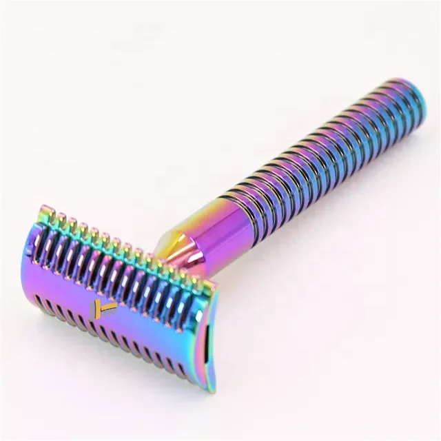 Rainbow Color Double Edge Safety Razor Open Comb Head Stainless Steel ...
