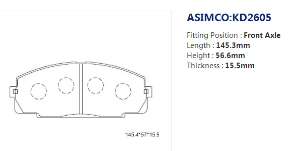 Ceramic Asimco Disc Brake Pad for Toyota HIACE V Box