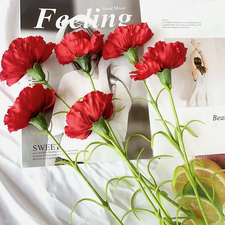 Silk Carnation Artificial Flowers For Home Wedding Decorative Flowers ...