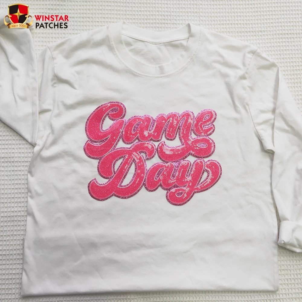 Designer design Game day glitter sequin iron on patch Custom Wholesale ...