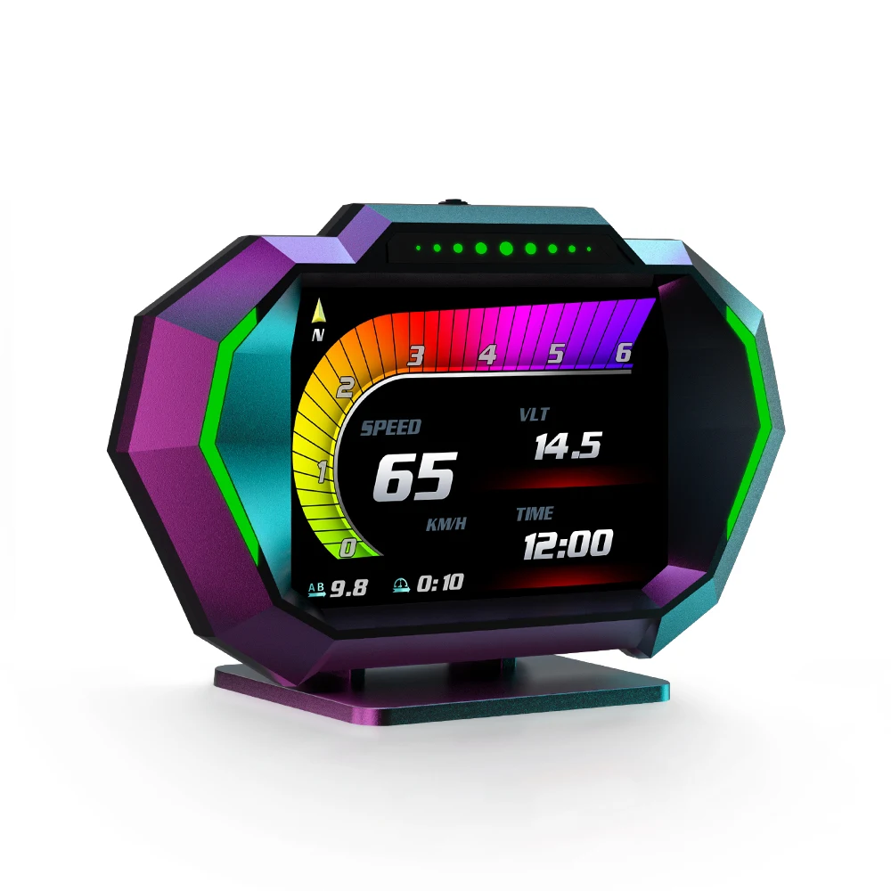 Digital Racing Gauge HUD P24 OBD2 GPS Slope Meter with 13 Language ...