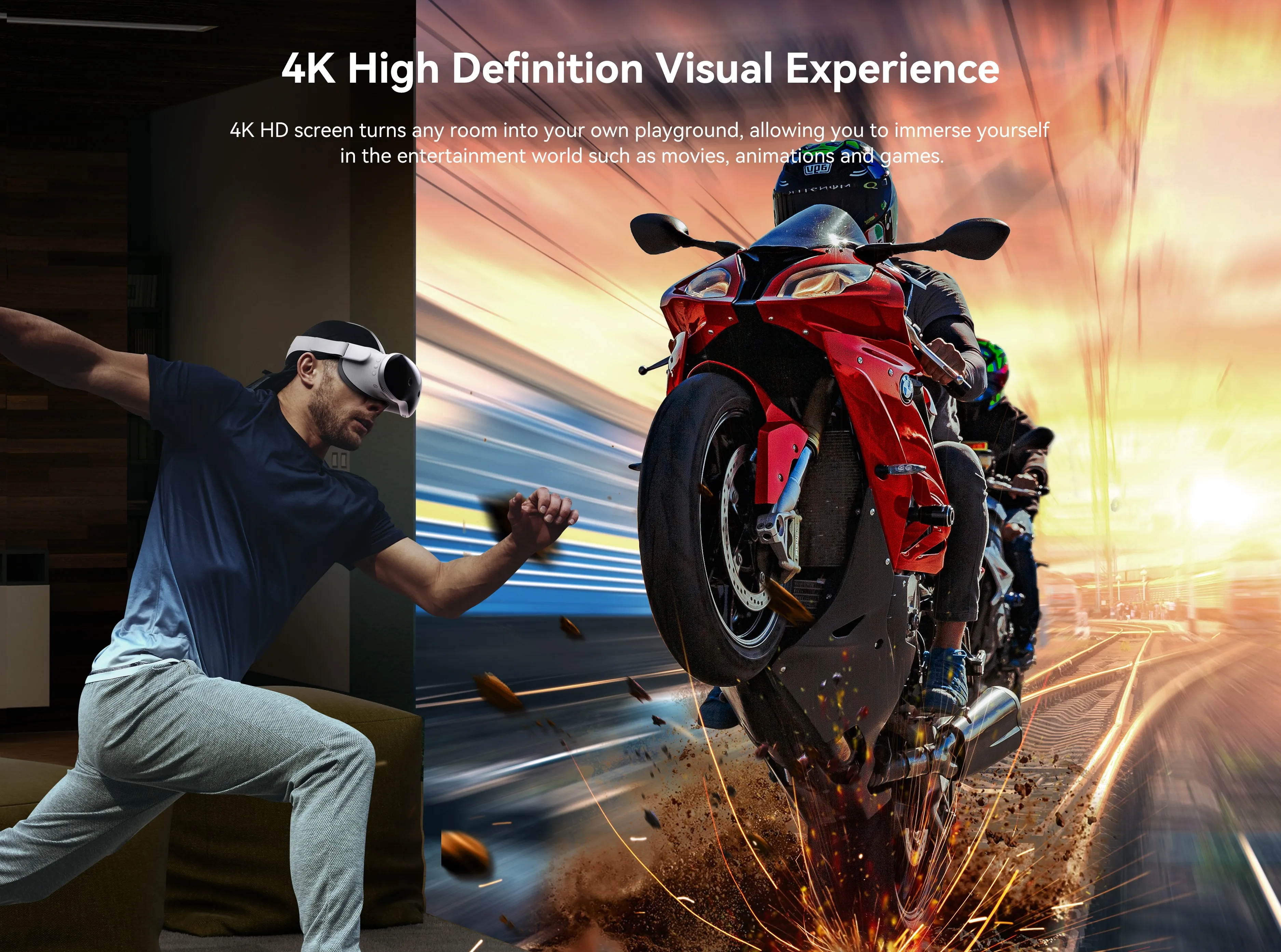 2024 New Ar Vr Mr Glasses Vr Headphone Integrated Machine4k 72hz/90hz ...